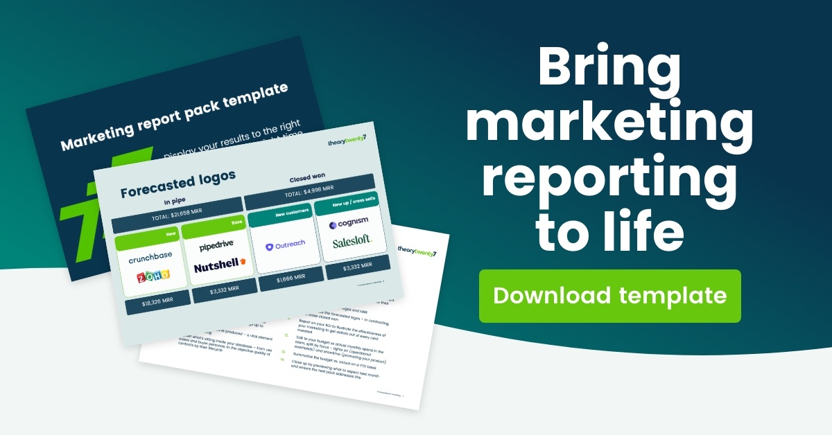 SaaS Marketing Reporting Template | theorytwenty7 marketing